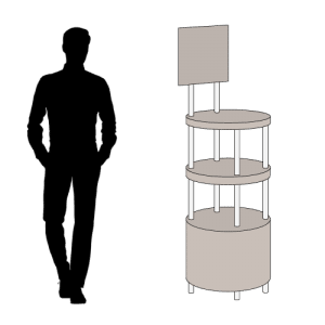 PLV sol - 4 étagères rondes - Nos produits PLV - Stand Dijon