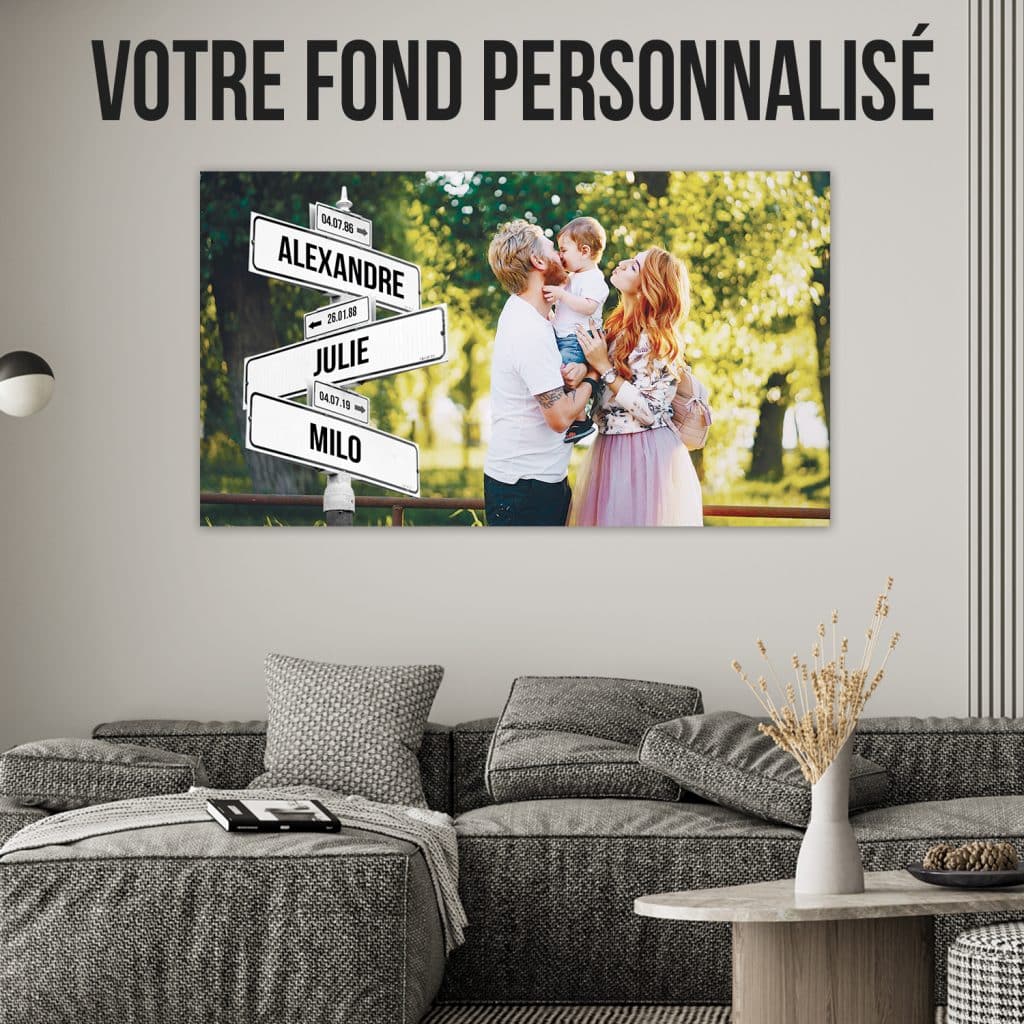Tableau direction prénoms avec votre fond personnalisable - LEONARD DIJON