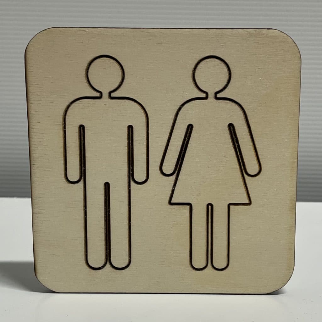 Signalétique en bois gravure toilettes - LEONARD DIJON
