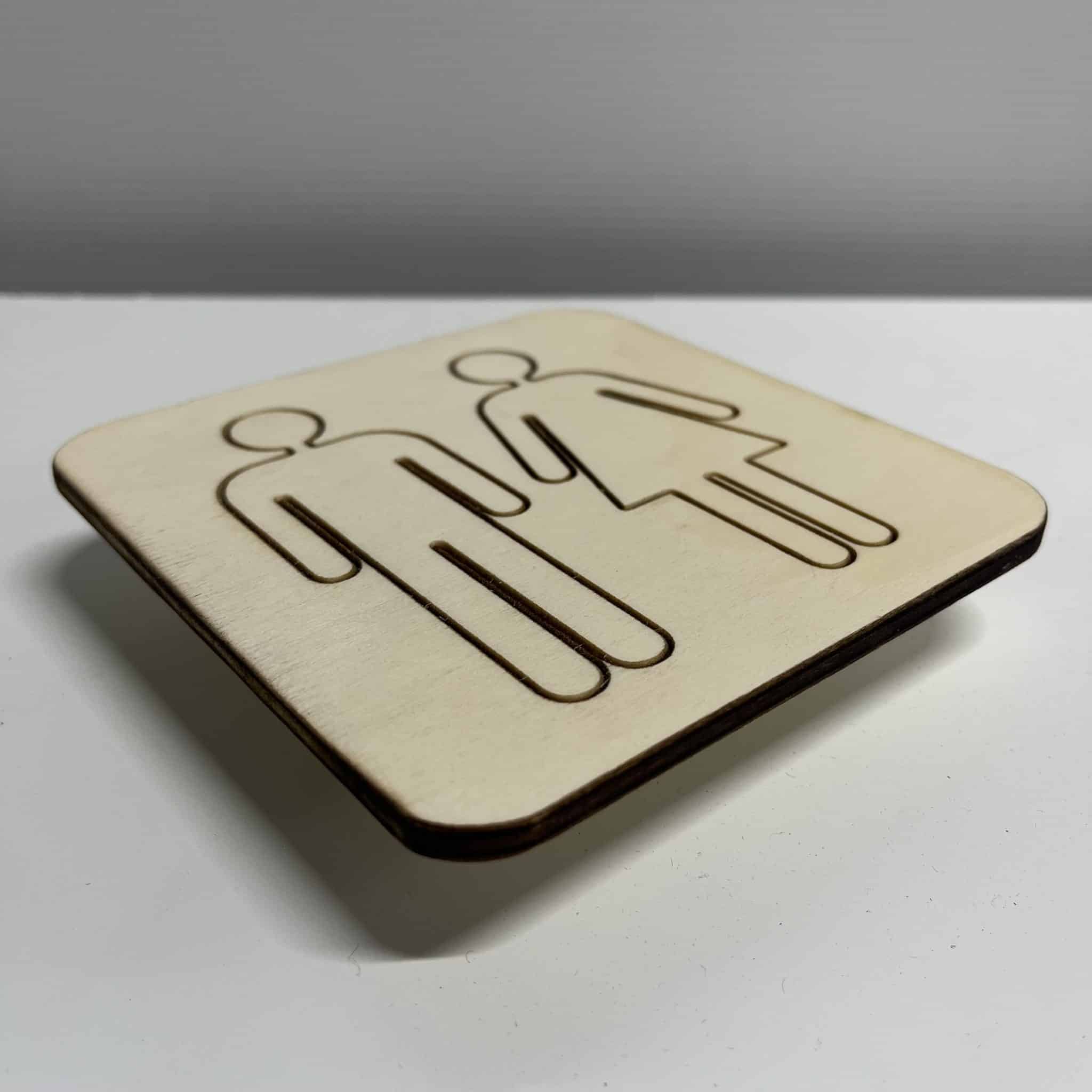 Signalétique en bois gravure toilettes - LEONARD DIJON