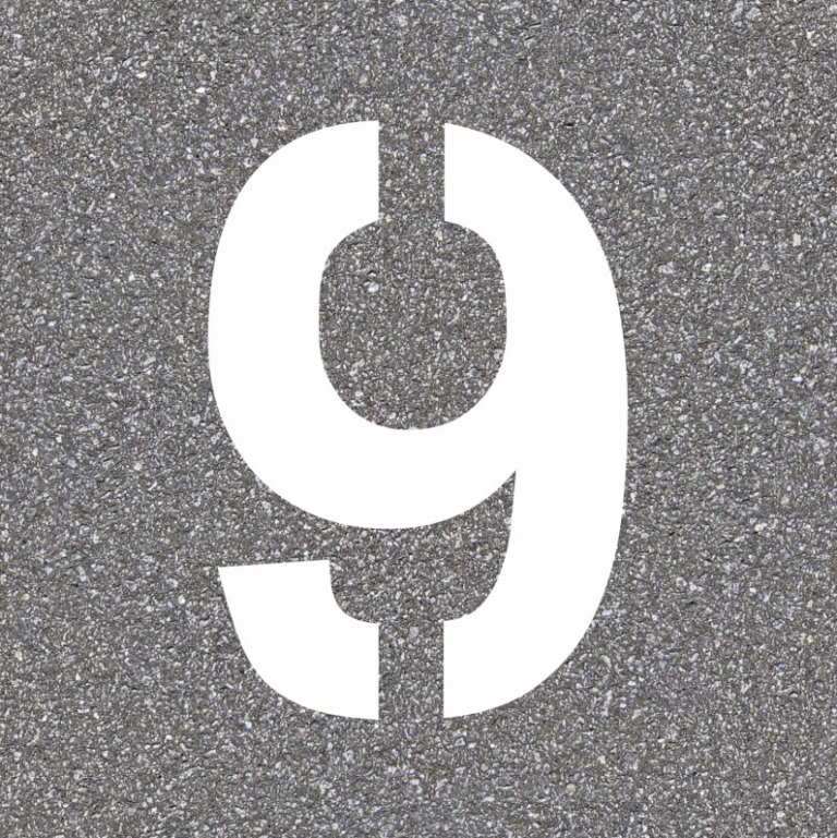 Pochoir chiffre 9 pour marquage au sol - LEONARD DIJON