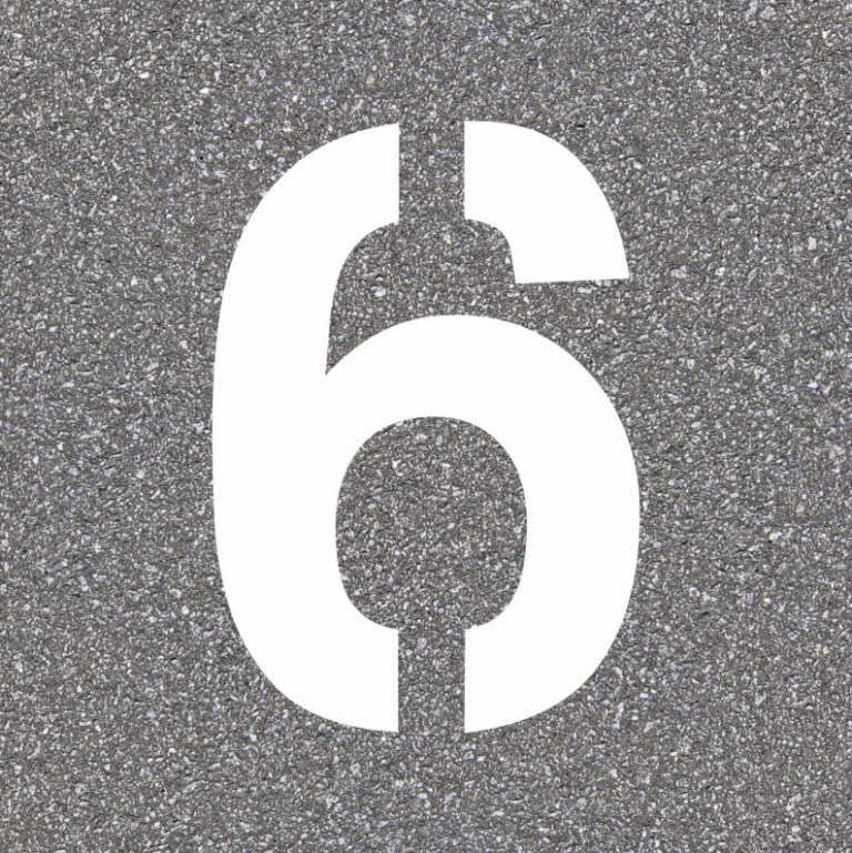 Pochoir chiffre 6 pour marquage au sol - LEONARD DIJON